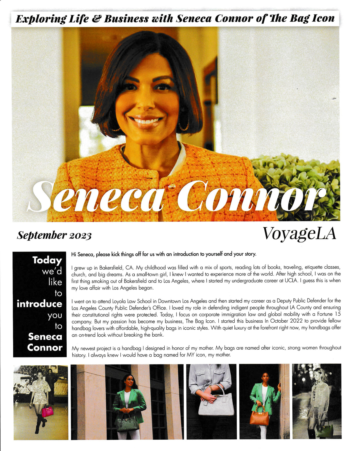 VoyageLA Features Seneca Connor and The Bag Icon | thebagicon